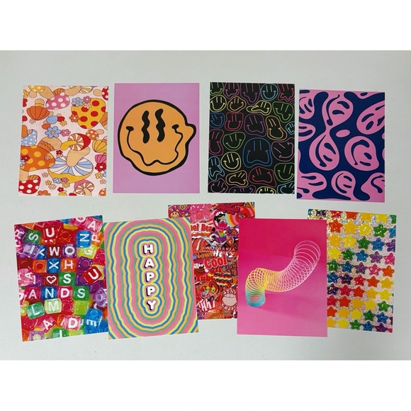 Accents | Rainbow Y2k Smiley Face Picture Poster Card Photo Collage Pics Set Of 9 Y2k | Poshmark